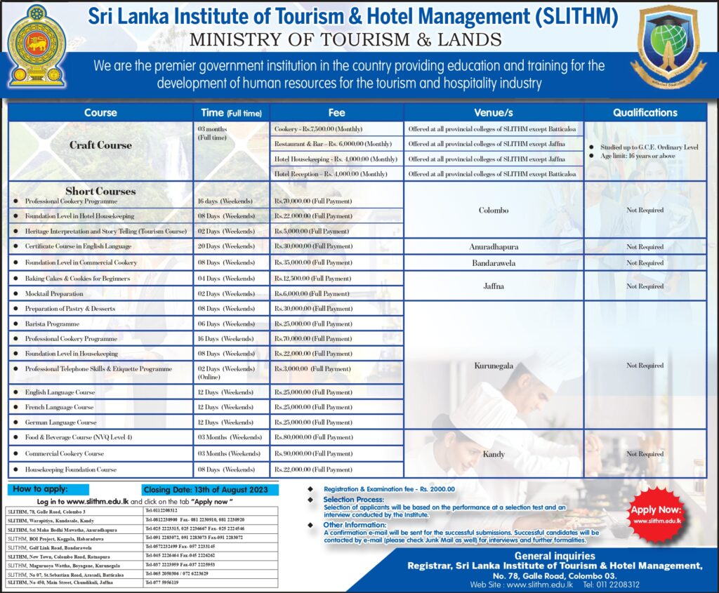 SLITHM – Sri Lanka Institute of Tourism & Hotel Management
