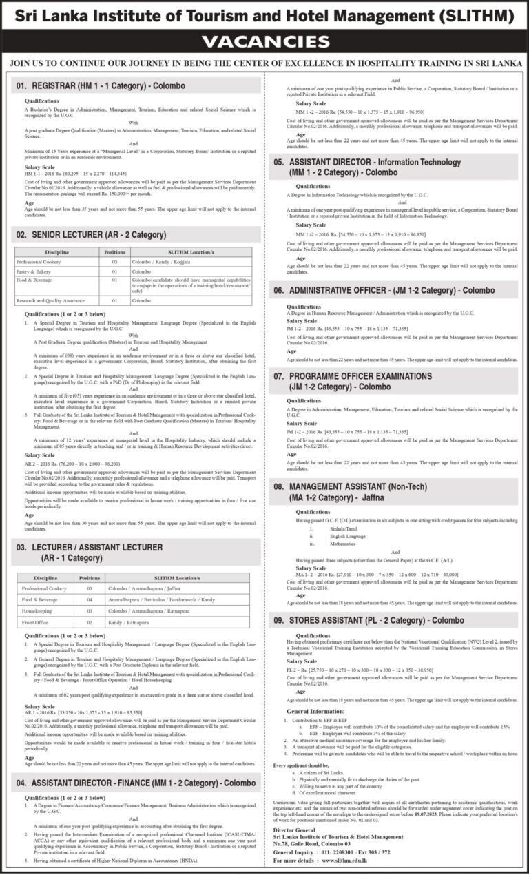 SLITHM – Sri Lanka Institute of Tourism & Hotel Management